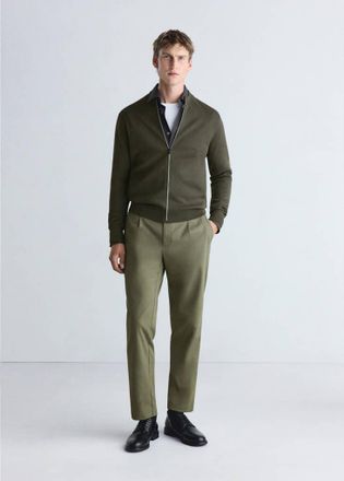 Mango Cardigan confort en maille extensible vert fonc&eacute; - Homme - XXL - MANGO MAN