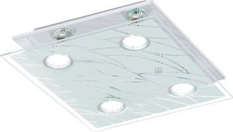 Eglo LED Deckenlampe Farella, Deckenleuchte, Stahl in chrom, Glas satiniert, klar, GU10 Fassung