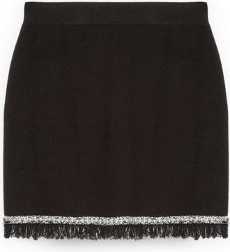 Fiorella Rubino Femme, Jupes, Noir, Taille: 40 FR Jupe Tube Courte &agrave; Franges