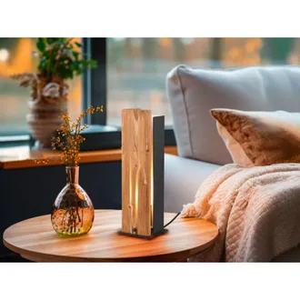 Trio Leuchten Gro&szlig;e Tischleuchte karuni mit Naturholz, H&ouml;he 40cm
