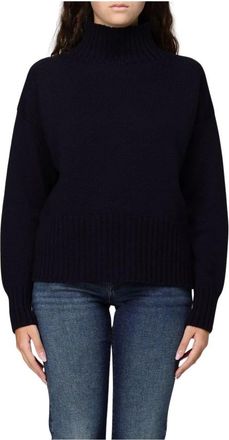 Drumohr Femme, Pulls, Bleu, Taille: 38 FR Tricot &agrave; col roul&eacute;