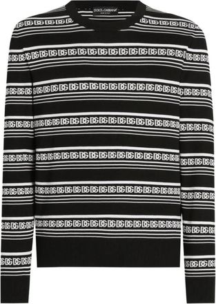 Dolce & Gabbana Homme, Pulls, Multicolore, Taille: XL Monogram Striped Knit Sweater