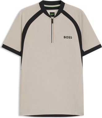 BOSS Herren PL TOC Matchball Slim-Fit Poloshirt aus Mesh-Jersey mit Rei&szlig;verschluss am Kragen Wei&szlig; XXL