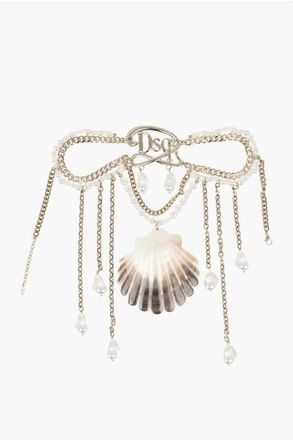 Dsquared2 Choker aus Messing mit Perlen und Muscheln Gr&ouml;&szlig;e Einheitsgr&ouml;&szlig;e