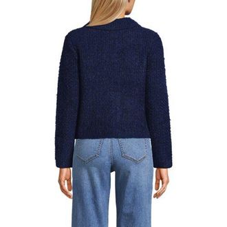 Lands End Strukturierte Strickjacke im Couture-Stil, Damen, Größe:44-46 regular, Blau, Polyacryl/Polyester-Mischung, by Lands End