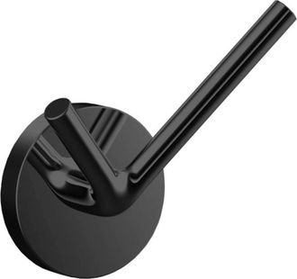 Emco Round Doppelhaken zur Wandmontage I Aufhänger aus Aluminium für 2 Badetücher I eleganter Handtuchhaken zum Schrauben & Kleben I Schwarz Matt