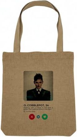 Fabulous Sac Shopping Tote Bag Aspect Lin - Oswald Cobblepot Penguin Social Network Meeting Love - Sac de Courses Toile Epaisse 360g Beige Naturel Cabas Port&eacute; 