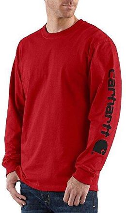 Carhartt Work in Progress T-shirt graphique à manches longues à manches longues et coupe décontractée T-shirt Homme, rouge, XL