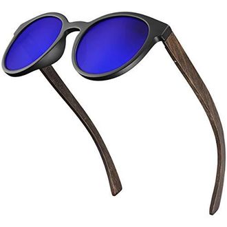 Balinco Lunettes de soleil en bambou avec verres ronds polarisés - dans un set daccessoires, boîte cadeau incluse - avec protection UV400 & lentilles TAC - au