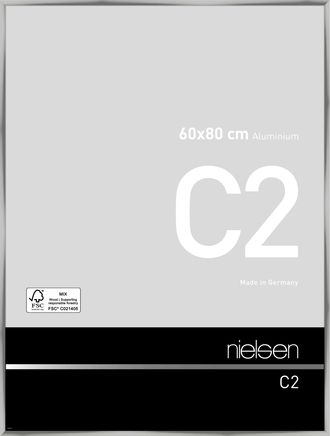 Nielsen Design Bilderrahmen, 60 x 80 cm, Aluminium, Silber glanz, Posterrahmen zum Aufhängen im Hoch- & Querformat, Echtglas, C2