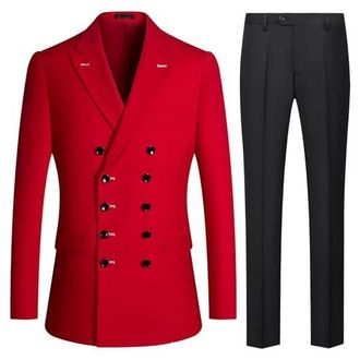 Generic Ensemble de costume &agrave; double boutonnage pour homme - Coupe ajust&eacute;e - Solide - Pour les affaires, les mariages, les bals de fin dann&eacute;e, le d&icirc;ner, le sm