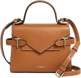 Le Tanneur Petit sac &agrave; main Emilie &agrave; double rabat - Femme - Sacs - Brun - Taille: ONE Size