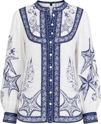 Farm Rio Farm Rio, Femme, Blouses et Chemises, Blanc, Taille: 40 FR Coast Scarf Shirt
