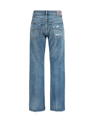 Balenciaga Womens Jeans Straight-Leg Dark Blue Cotton