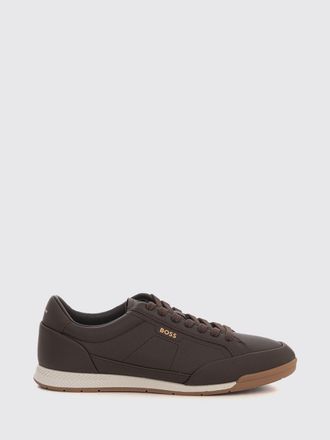 HUGO BOSS Low-Top Sneaker aus Leder mit aufgedrucktem Logo und kontrastierender Gummisohle
