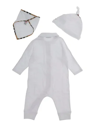 Burberry Unisex Baby Set With Bodysuit White Cotton Jumpsuits Dress