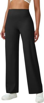 Generic Legging pour femme, coupe droite, taille haute, pour le sport et les loisirs, leggings d&eacute;contract&eacute;s avec jambes larges, pantalon de yoga avec poches l