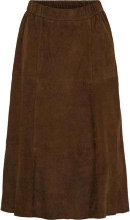 BTF-CPH Btfcph, Femme, Jupes, Brun, Taille: 34 FR Jupe midi trap&egrave;ze en daim