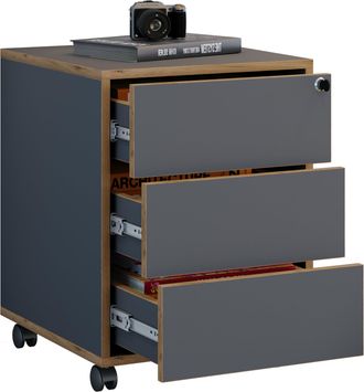 VCM Rollcontainer | Beistellcontainer mit DREI Schubladen | Maße ca. H. 50 x B. 39 x T. 45 cm | Bürocontainer abschließbar - Salia