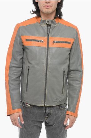 Diesel Leather L-MUSE Padded Jacket with Vintage Effect Gr&ouml;&szlig;e Xs