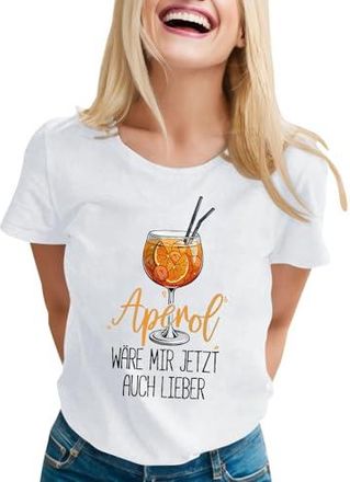 Generic T-shirt pour femme - Costume Aperol Spritz - Col rond - T-shirt d&eacute;t&eacute; amusant - Pour cocktail, f&ecirc;te, &eacute;v&eacute;nements - T-shirt d&eacute;contract&eacute; l&eacute;ger - T-shirt a