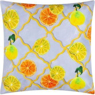 furn. Wylder Citrus Trellis Bedrucktes Outdoor-Kissen mit Polyesterf&uuml;llung - Blau - 45 x 45 cm