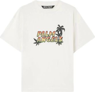 Palm Angels Homme, Tops, Blanc, Taille: 2XL T-shirt &agrave; imprim&eacute; graphique