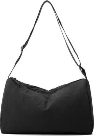 Generic Sac &agrave; bandouli&egrave;re pour femme en nylon de style Slouchy avec sangle r&eacute;glable, sac Hobo uni pour le quotidien, le travail, les voyages, Noir, Mittelgro&szlig;