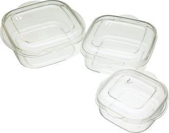 KitchenCraft Mikrowellengeschirr Set, 3 BPA-Freie Beh&auml;lter mit Deckel, Plastik
