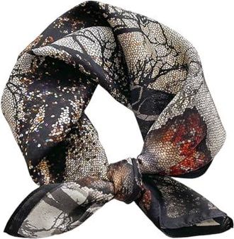 Generic Écharpe de cou en soie 53,3 x 53,3 cm, petite écharpe carrée pour femme, écharpe de constitution emballée, Noir, taille unique