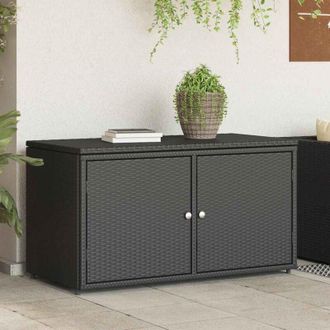 vidaXL Gartenschrank Schwarz 110x55x60,5 cm Poly Rattan Vidaxl
