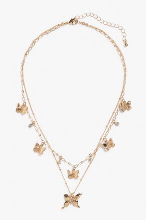 Monki Layered butterfly necklace - Gold