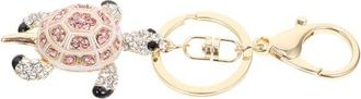 Hemoton Porte-Cl&eacute;s Tortue en M&eacute;tal Incrust&eacute; de Diamants, Accessoire Cl&eacute; D&eacute;coratif pour Paquet &agrave; Dos et Voitures, Pendentif Cr&eacute;atif Couleur Rose