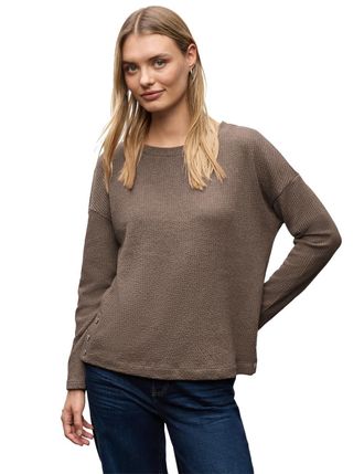 Street One Strukturshirt mit Kn&ouml;pfen Silk Brown Mel. 40
