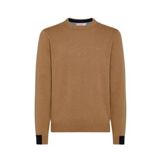 Sun 68 Rundhalsausschnitt Uni Rippstrick - - Knitwear - Herren - Beige - 3XL