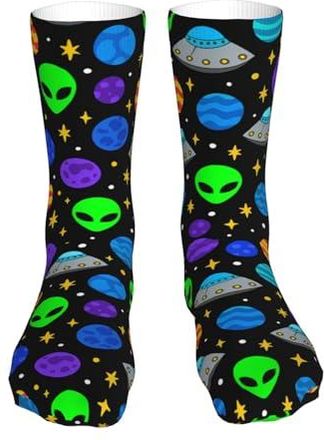 Generic 40Cm Chaussettes Mi-Mollet Confortable Chaussettes Drole Amusantes Chaussette Homme Plan&egrave;tes Extraterrestres Pour Course Quotidien Trekking