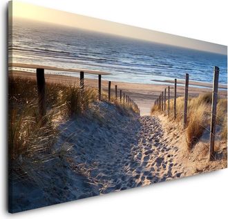 Paul Sinus Art Niederlande Strand 120x 60cm Panorama Leinwand Bild XXL Format Wandbilder Wohnzimmer Wohnung Deko Kunstdrucke