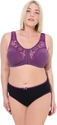 Ulla Popken Femme Grandes Tailles Soutien-Gorge de Maintien en Coton. sans Armatures - Bonnet C-F Prune Clair 115E 838570839-115E