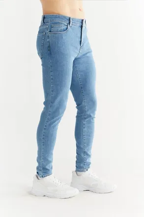 Evermind Herren vegan Jeans Skinny Fit Day Himmelblau
