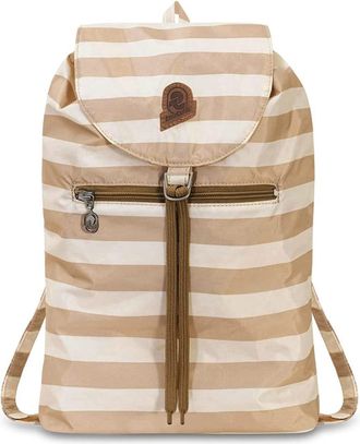 Invicta Tagesrucksack, Backpack für Reise Ausflüge & Freizeit; für Damen & Herren, mit Hüftgurt & faltbar - weiß/beige, zweifarbiges Muster, 8 LT, Extra leich