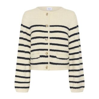 Saint Tropez Femme, Pulls, Blanc, Taille: 38 FR Larna Crew Neck Cardigan