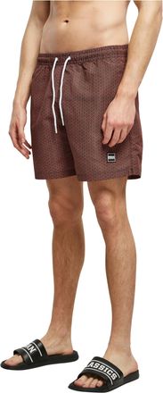Urban Classics Herren Badehose Pattern Swim Shorts, Herren Badeshorts mit Muster, erhältlich in vielen Farbvarianten, Navygeometric, S