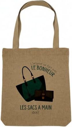 Fabulous Sac Shopping Tote Bag Aspect Lin - Sac &agrave; Main - Largent ne Fait Pas le Bonheur Mode de Courses Toile Epaisse 360g Beige Naturel Cabas Port&eacute; Epaule Sol