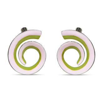 Marni Femme, Accessoires, Rose, Taille: ONE Size Two-tone Enameled Spiral Earring