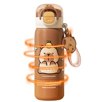 Generic Capybara Wasserflasche - S&uuml;&szlig;er Edelstahl, Reisebecher 380ml mit Strohhalmdeckel Rostbest&auml;ndig Wiederverwendbar, f&uuml;r Schulb&uuml;ro Home Gym Outdoor Familie