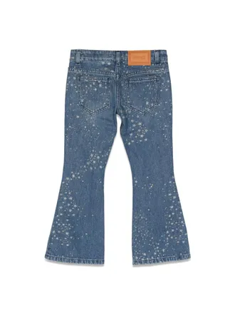 Versace Glitter-Print Denim Jeans - Blue