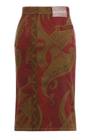 Vivienne Westwood Womens Printed Cotton Midi Skirt Red