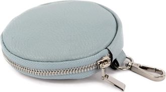 modamoda.de P10 / P08 Damen Leder Rauleder Geldb&ouml;rse M&uuml;nzgeldb&ouml;rse Taschenanh&auml;nger &oslash; 11,5 cm handmade in Italy, Farbe:Eisblau