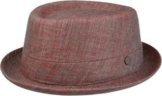 Lierys Chapeau en Lin Classic Pork Pie Homme - Made in Italy de Soleil DEte avec Doublure Printemps-ete Printemps Ete - M (56-57 cm) Rouge
