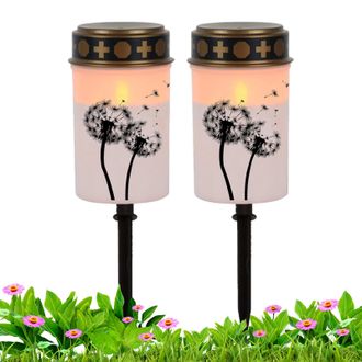 Generico Grablampen | Set mit 2 Leuchten f&uuml;r Rasen, Solarlicht, wasserdicht, zur Dekoration von Hof, Weg und Grab